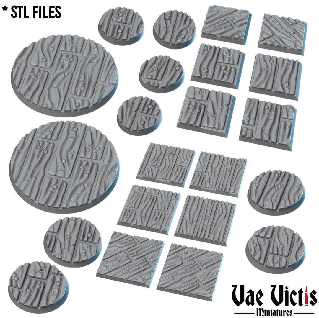 Wood Floor Round and Square Bases for Use in Tabletop Wargames by Vae ...