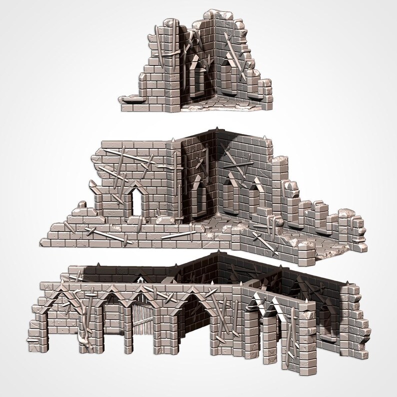 Modular Ruined Castle Set, Fantasy Wargame Terrain by Txarli Factory - Etsy