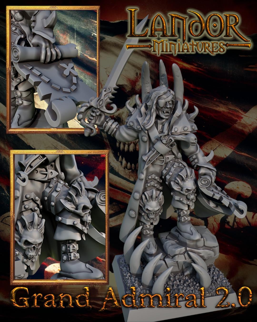 Pirate Fleet Grand Admiral 2.0, Modular Undead Swashbucklers by Landor Miniatures! Vampire Coast ...