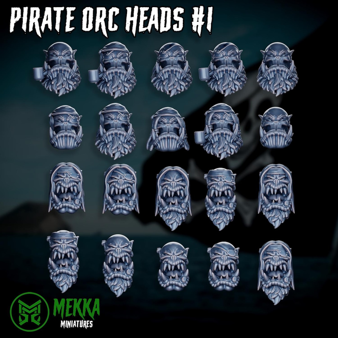Pirate Ork Heads! Space-faring Orkish Menace Sculpted by Mekka ...