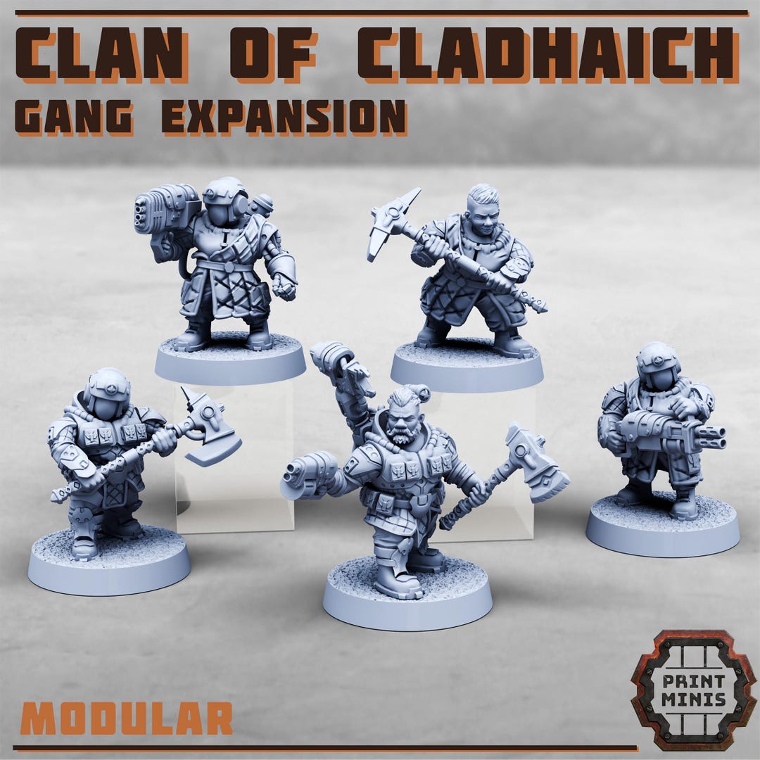 Sci-fi Dwarf Mercenaries – Modular Mini Gang Expansion by Print Minis ...