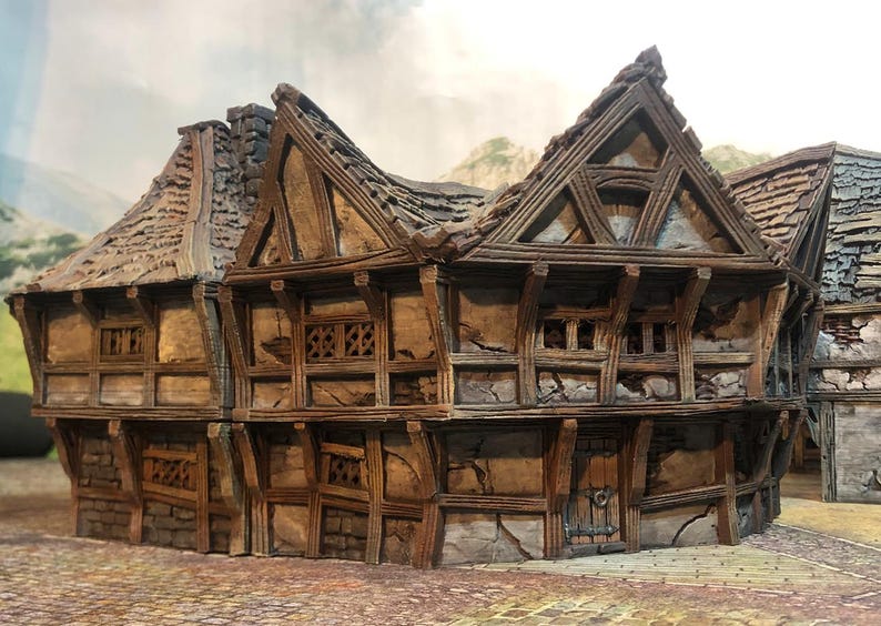3D Printed Timber Frame Row Houses – Wargame Tabletop Terrain - Etsy