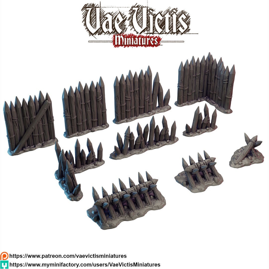 Wooden Walls Pallisades Terrain Fantasy Set, Tabletop Scenery for Rpgs ...