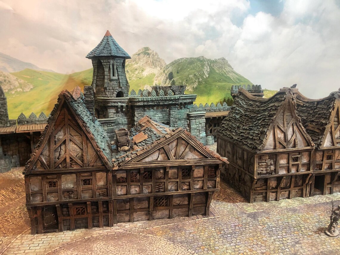3D Printed Timber Frame Row Houses – Wargame Tabletop Terrain - Etsy