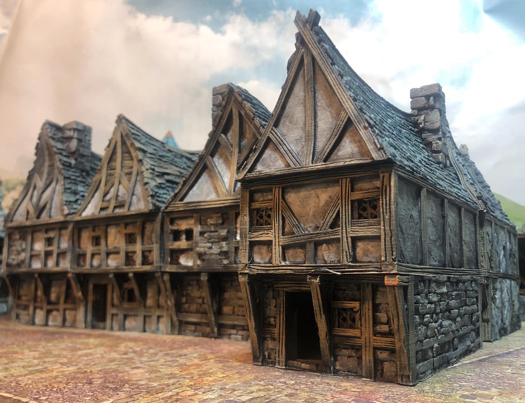 3D Printed Timber Frame Row Houses – Wargame Tabletop Terrain - Etsy