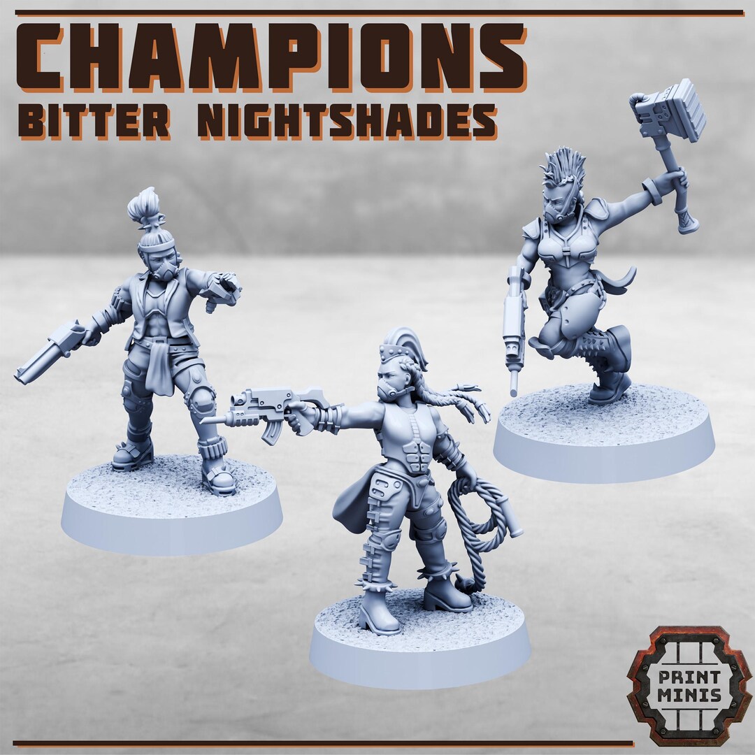 Bitter Nightshade Champions X3- Sci-fi Grimdark City Skirmish Warfare ...