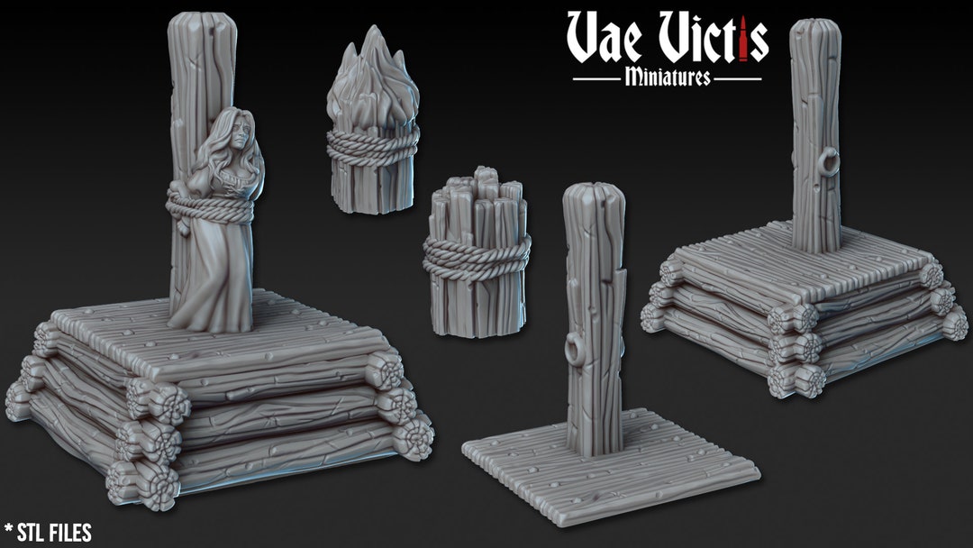 Witch Burning Stake With Kindling and Tied Witch, Tabletop Scenery for ...