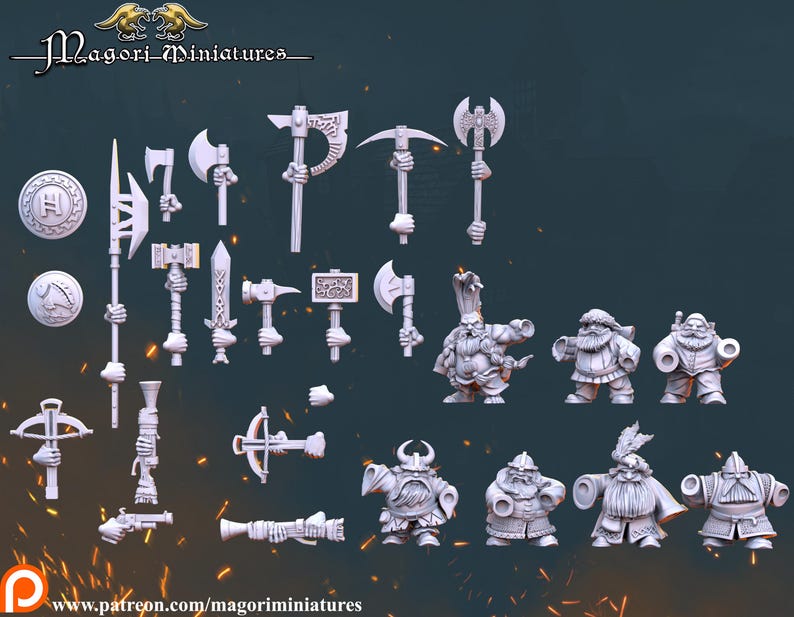 Dwarven Treasure Hunter Warband, Fantasy Skirmish Miniatures by Magori ...
