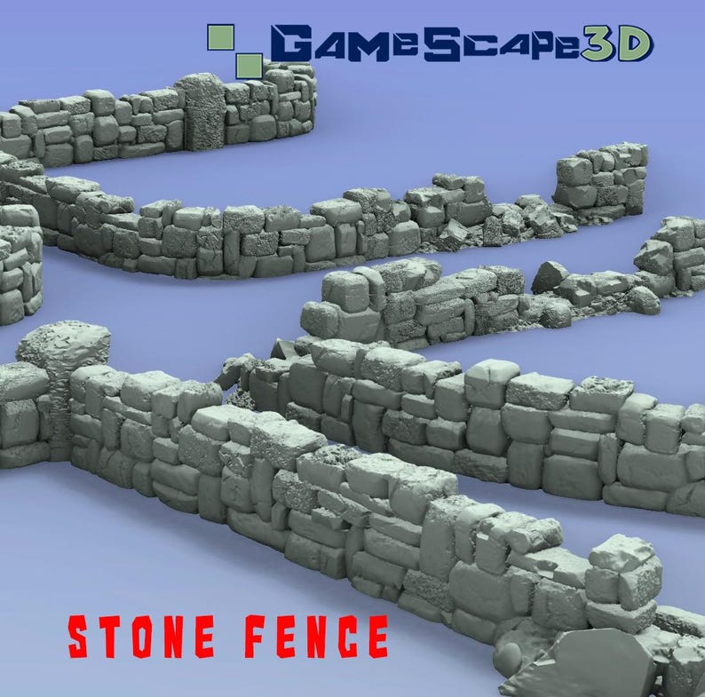 Stone Fence Scatter Terrain by Gamescape3d - 3D Printed Tabletop ...