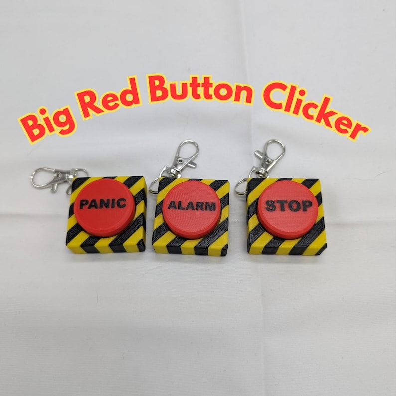 3D Printed Big Red Button Clicker: Fidget Key Switch Keychain - Etsy