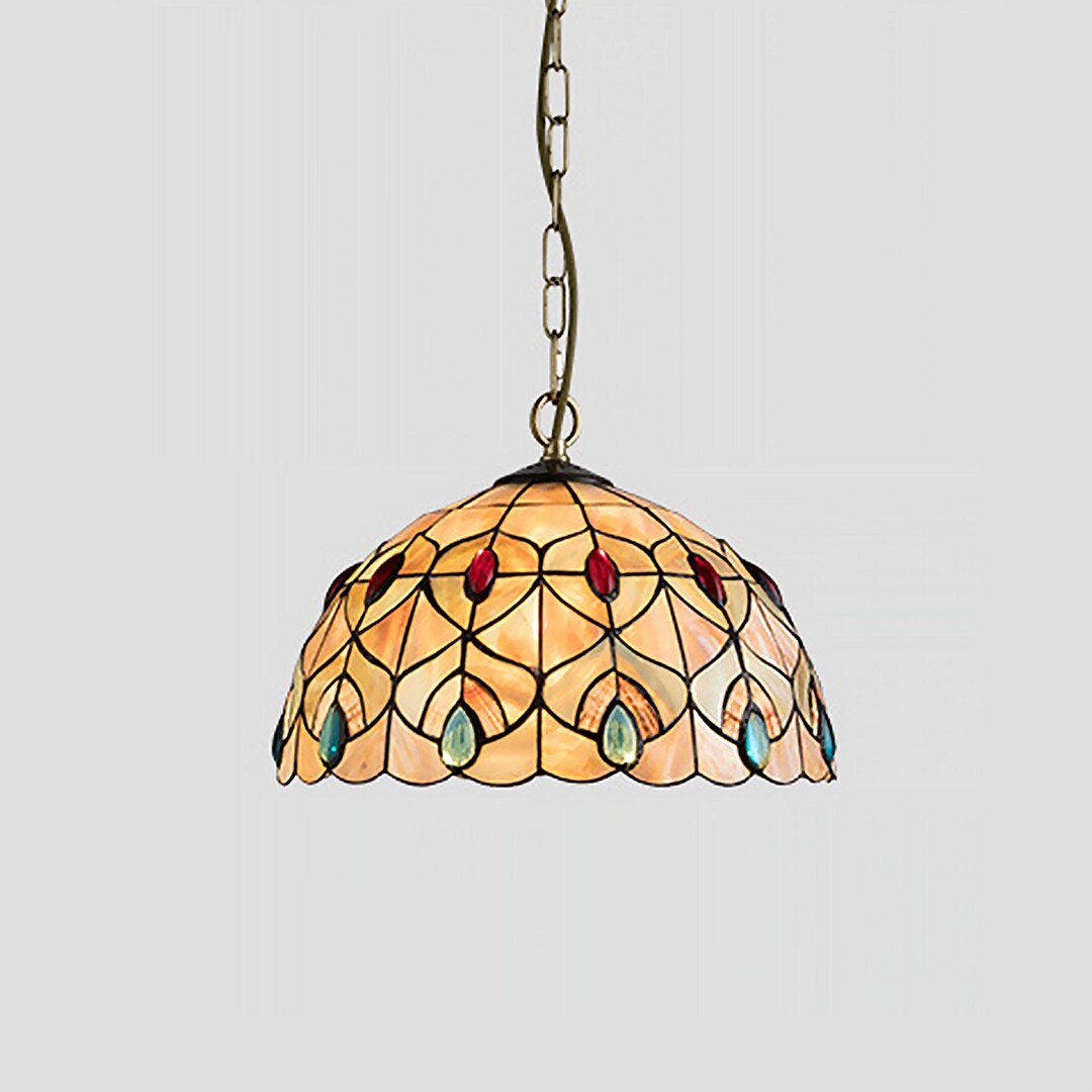 Tiffany-style Shell Pendant Light – Handmade Stained Shell Lampshade ...