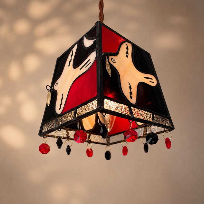 Whimsical Stained Glass Bird Pendant Light, Mini Plug in Bedside Lamp ...