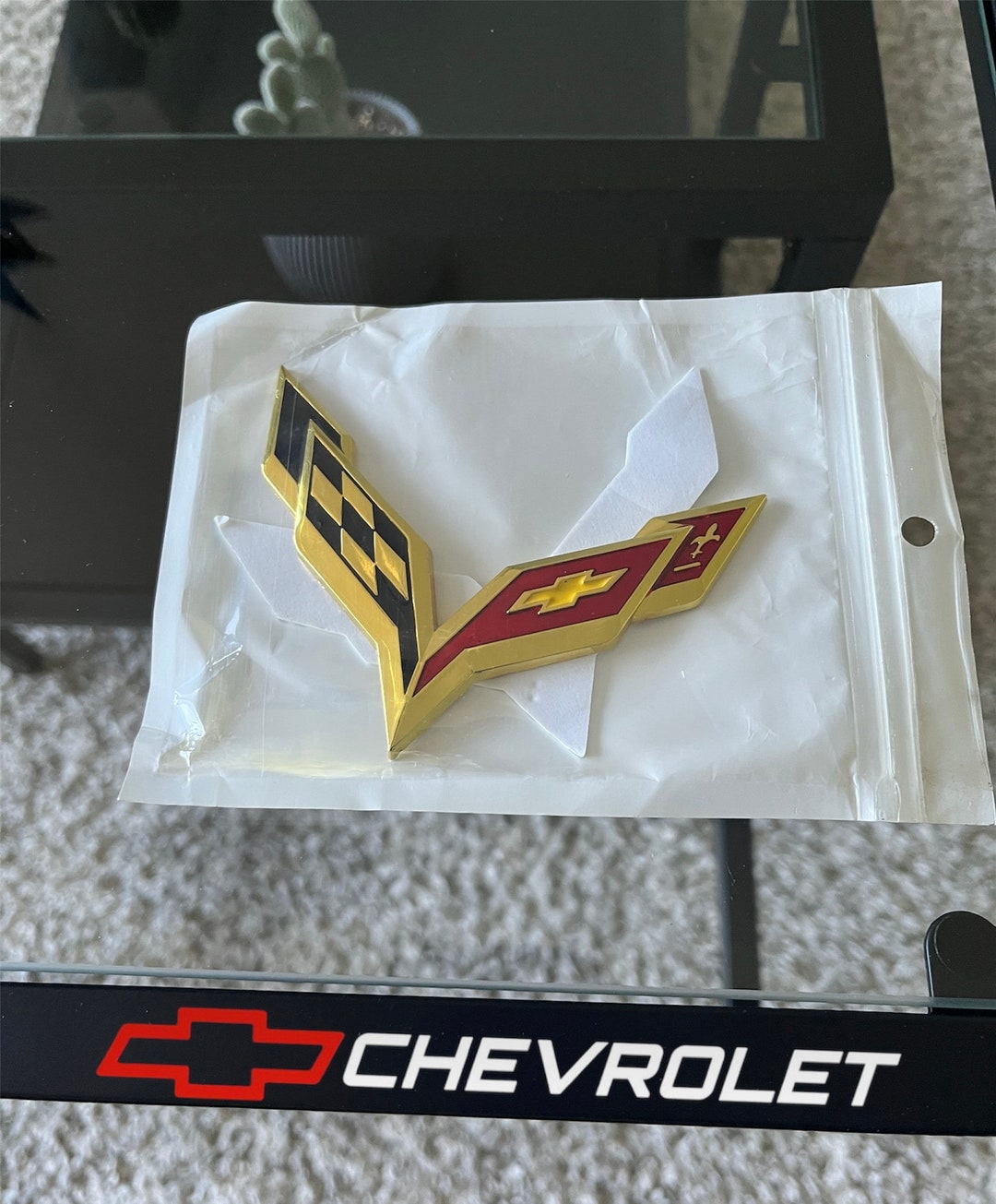 CV-C7B C7 Corvette Stingray Front&rear Crossed Flags Emblems Trunk Hood ...