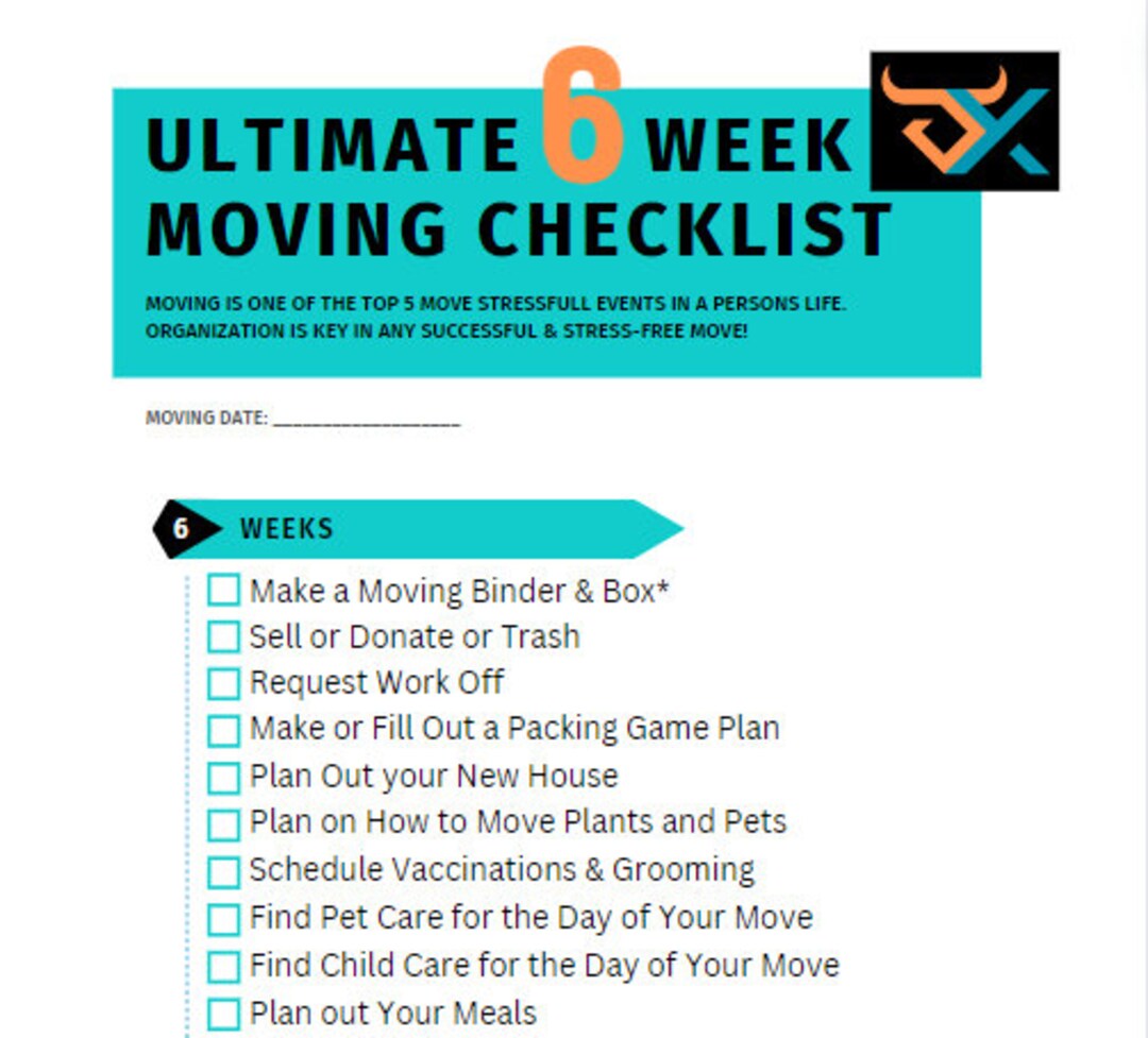 Ultimate 6-week Moving Checklist: Keep Your Move Organized - Etsy