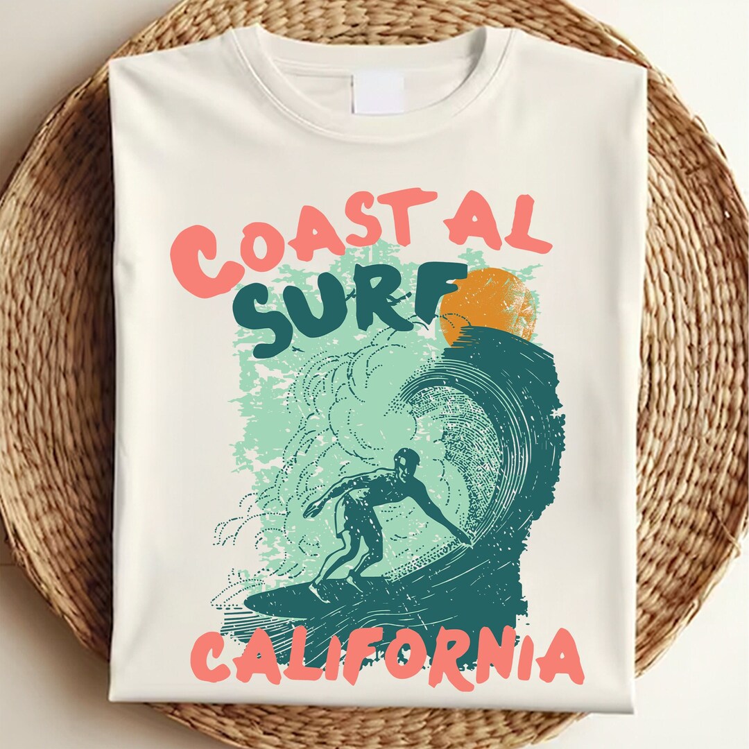 Coastal Surf T-shirt, Surf Lover Sweatshirt, Trendy Beach Shirts, Surf ...