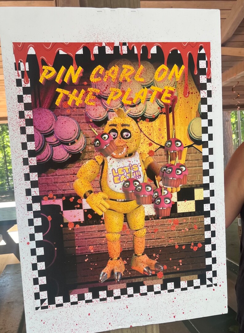 Fnaf Pin the Carl on the Plate Party Game - Etsy