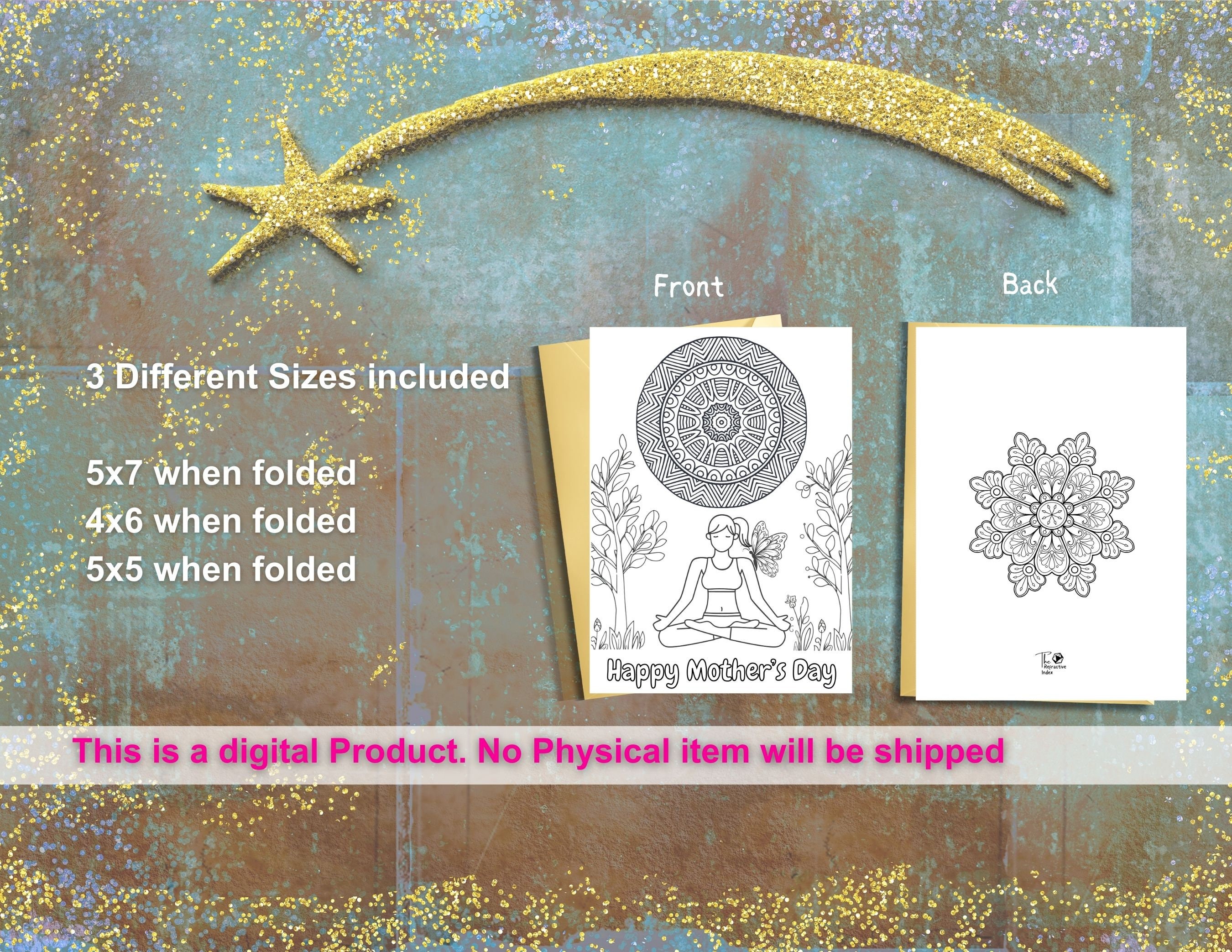 Yoga, Mothers Day Coloring Page, Mothers Day Greeting Card, Digital ...