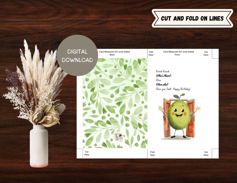 Knock Knock Happy Birthday Dad, Olive You, I Love You Printable Card in ...