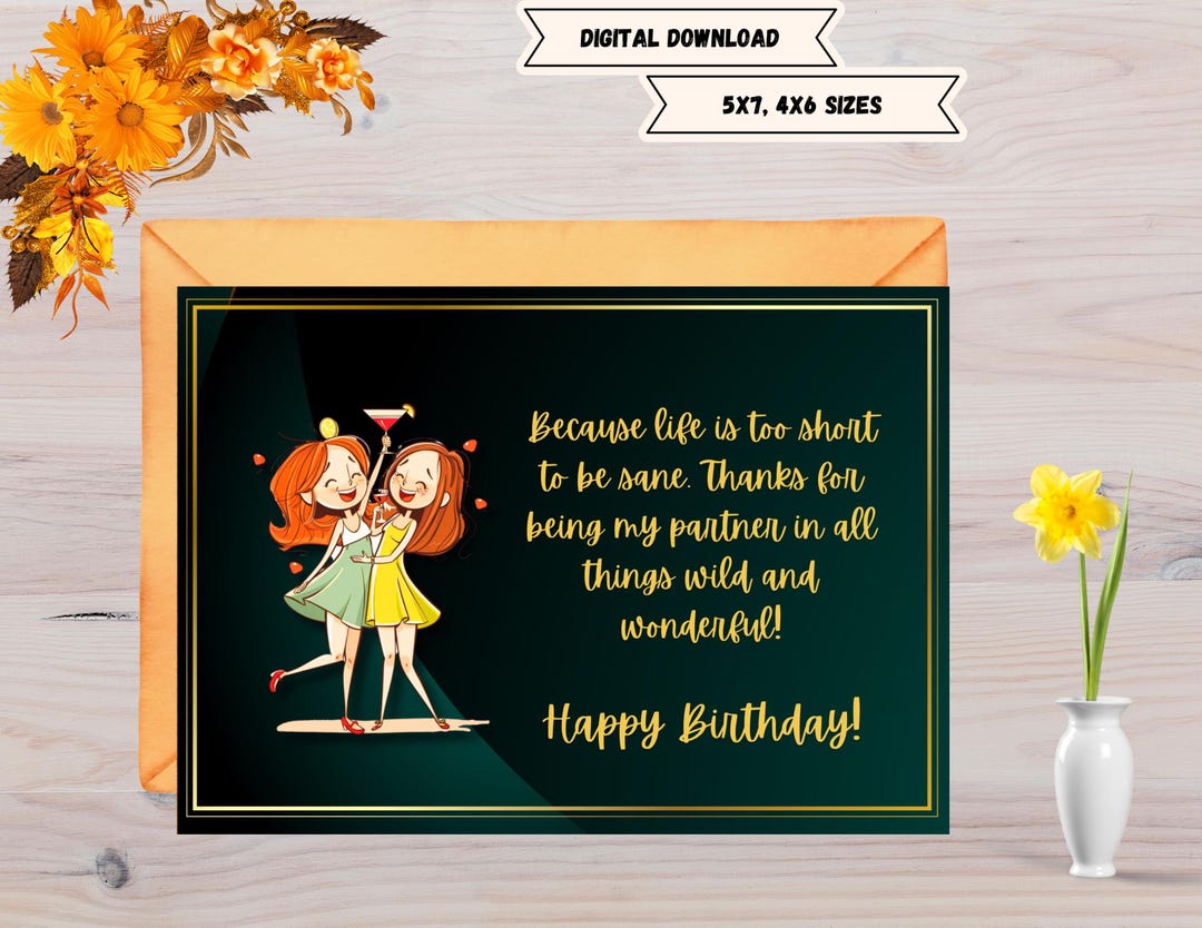 Happy Birthday - Partner in Crime - Friend, Bestie, Soul Sisters - Fun ...