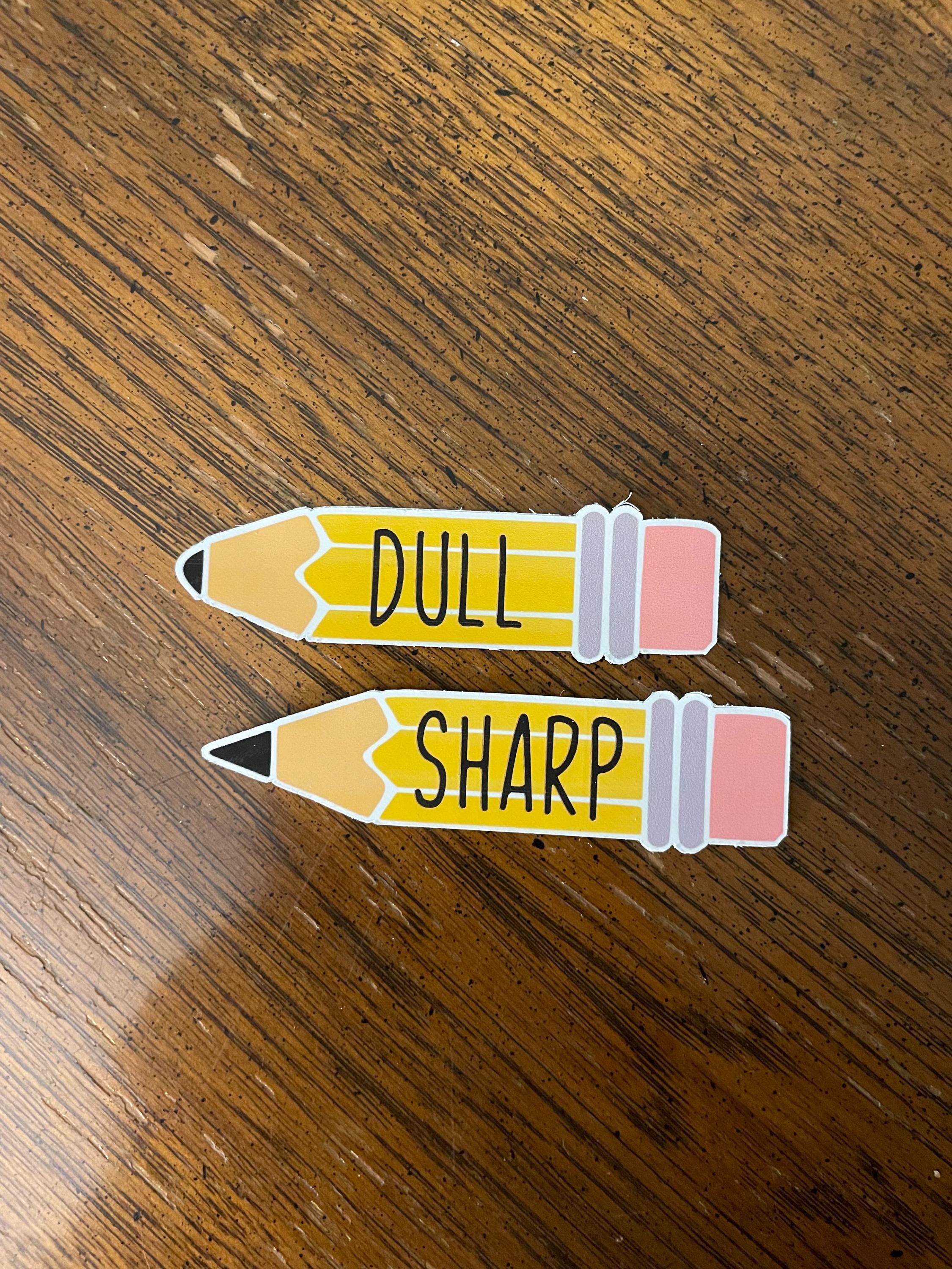 Dull and Sharp Pencil Decal Stickers for Pencil Cups/ Pencil Dispenser ...