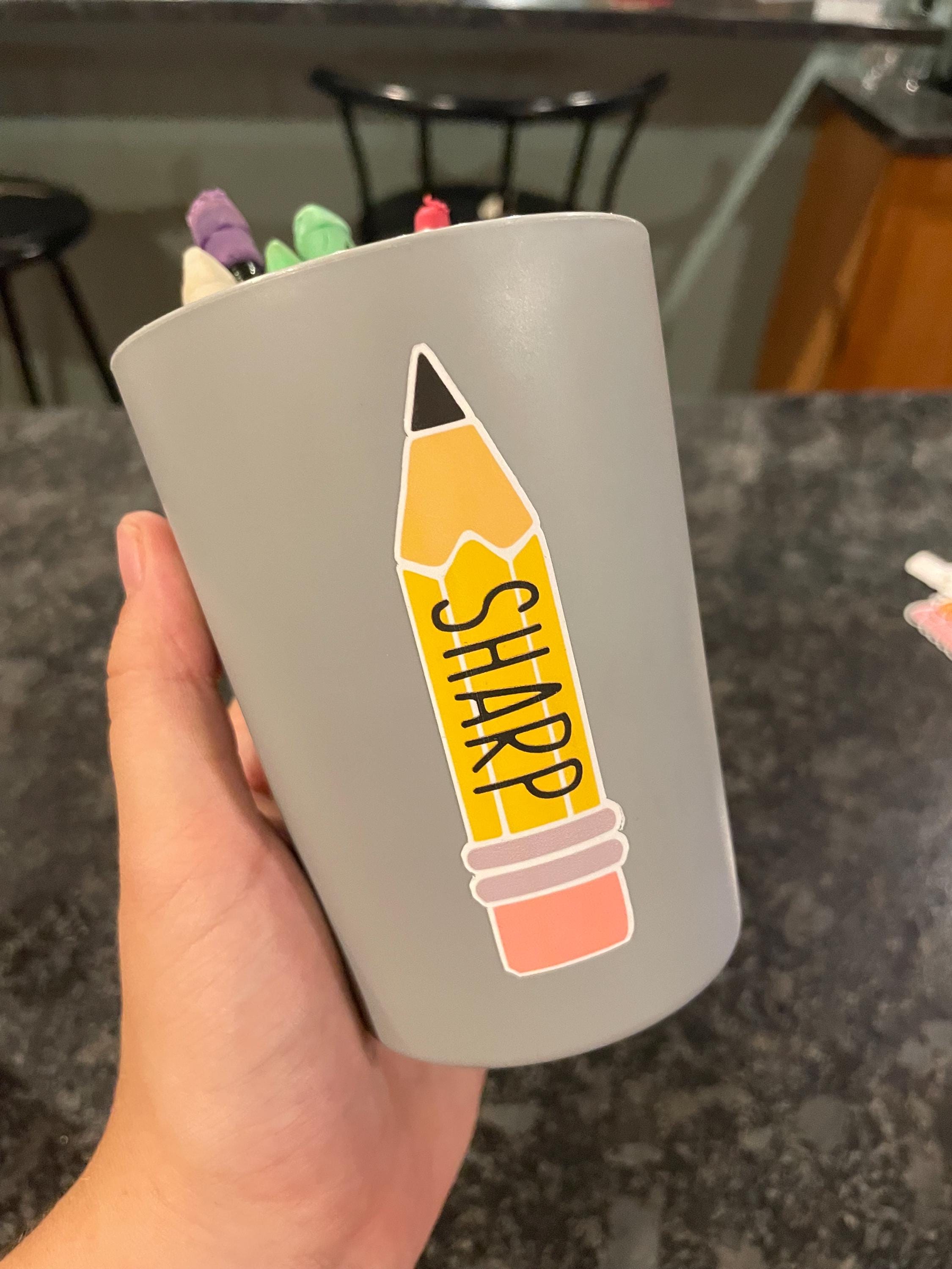 Dull and Sharp Pencil Decal Stickers for Pencil Cups/ Pencil Dispenser ...