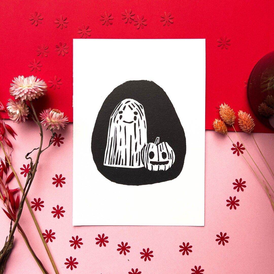 Ghost and Pumpkin Original Art for Halloween Handmade Original ...