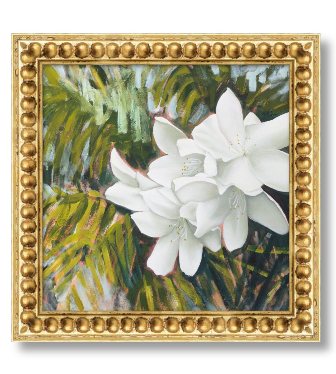 Colorful Botanical Wall Decor Azalea & Palmetto Print in Gold Frame - Etsy