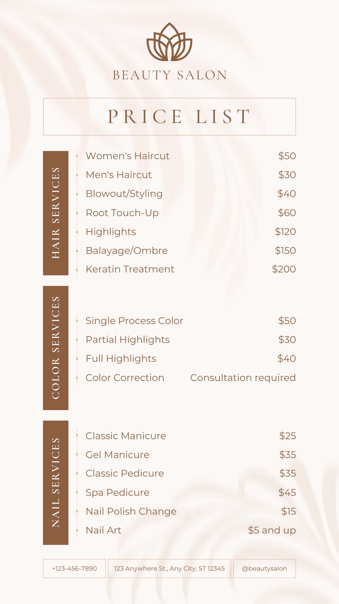 Editable Salon Price List Template Canva Compatible Modern Design ...