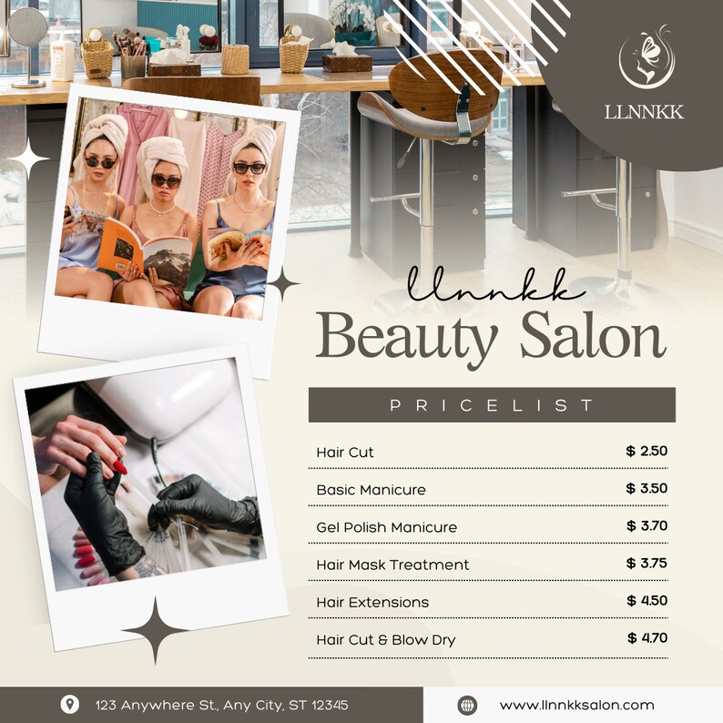Beauty Salon Price List Template, Instant Download - Etsy
