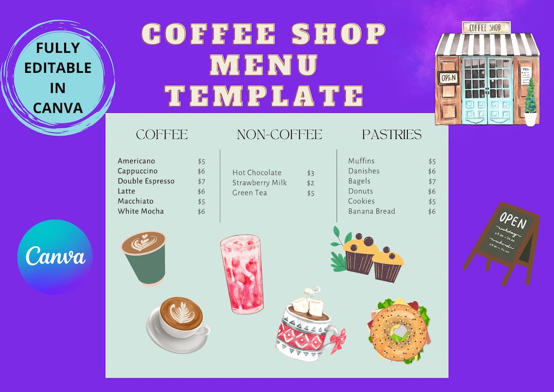 Customizable Coffee Shop Menu Template Instant Download Editable Design ...