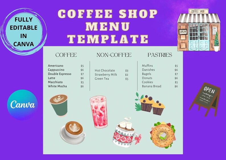 Customizable Coffee Shop Menu Template Instant Download Editable Coffee ...