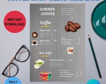 Café Menu Canva Template - Etsy
