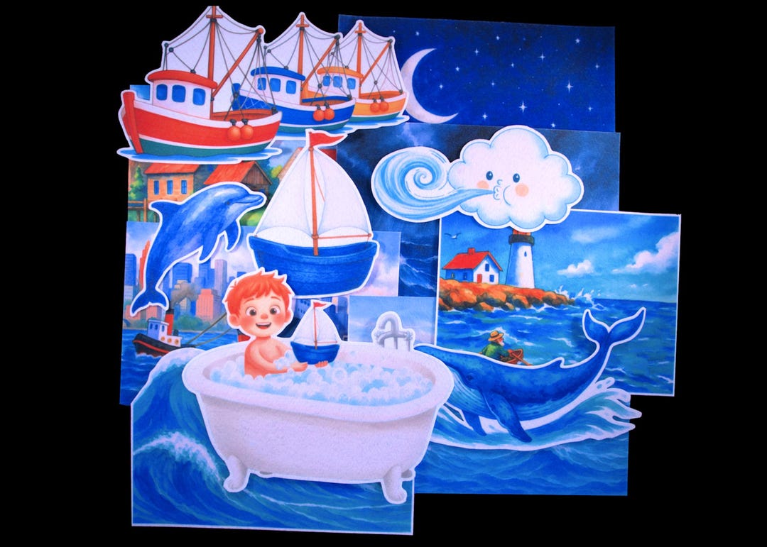 My Blue Boat 13-pc Felt Board Story - Etsy