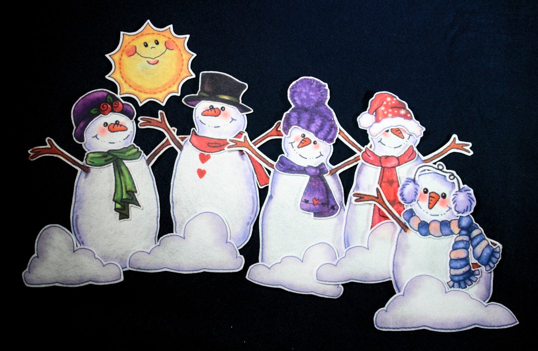 Five Little Snowmen 21-pc Flannel Felt Story - Etsy