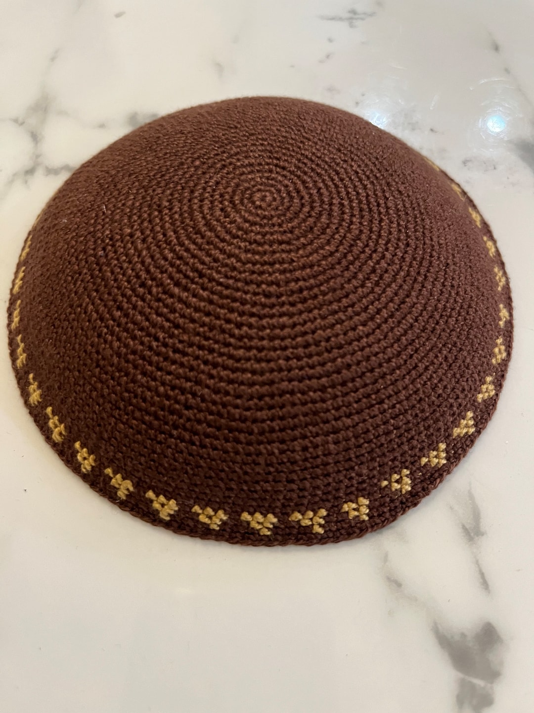 Brown Handmade Knit Kippah With Trim Detail - Etsy