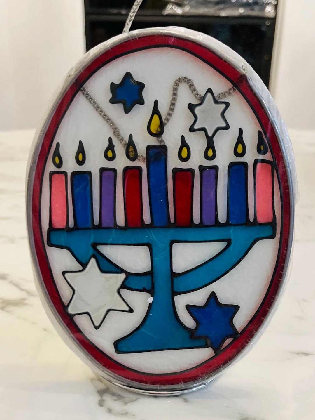 Hanukkah Menorah Stained Glass Sun Catcher - Etsy