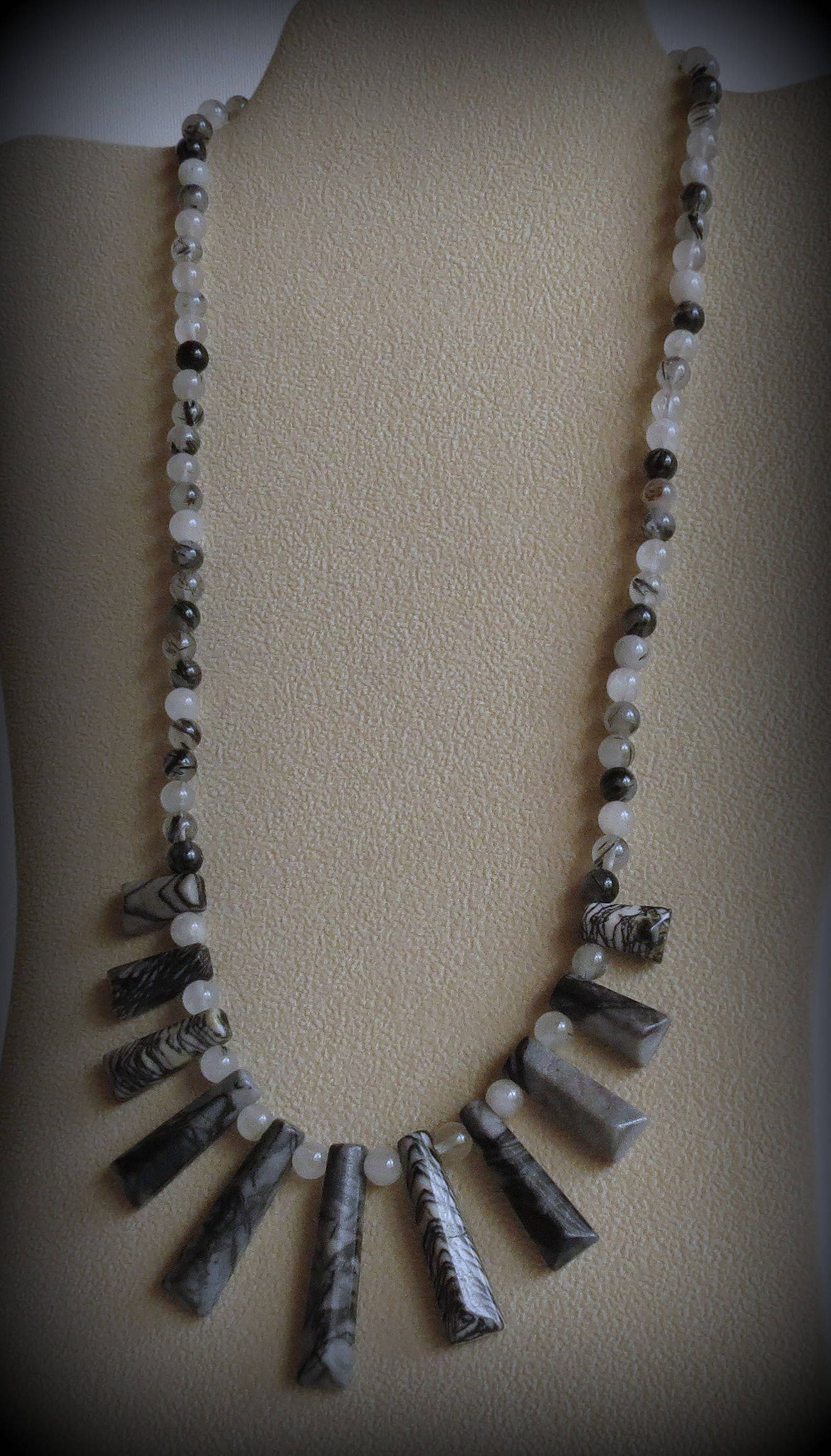 Zebra Jasper and Rutilated Quartz Necklace With Sterling - Etsy