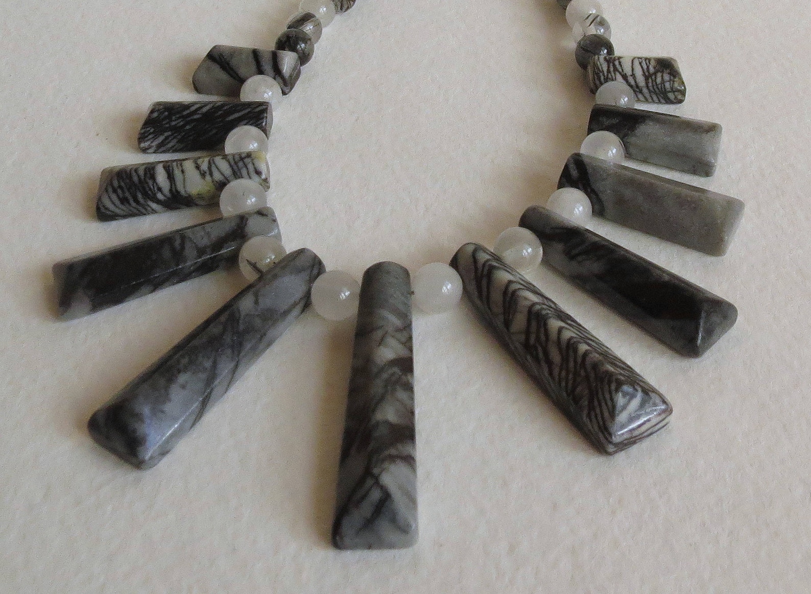 Zebra Jasper and Rutilated Quartz Necklace With Sterling - Etsy