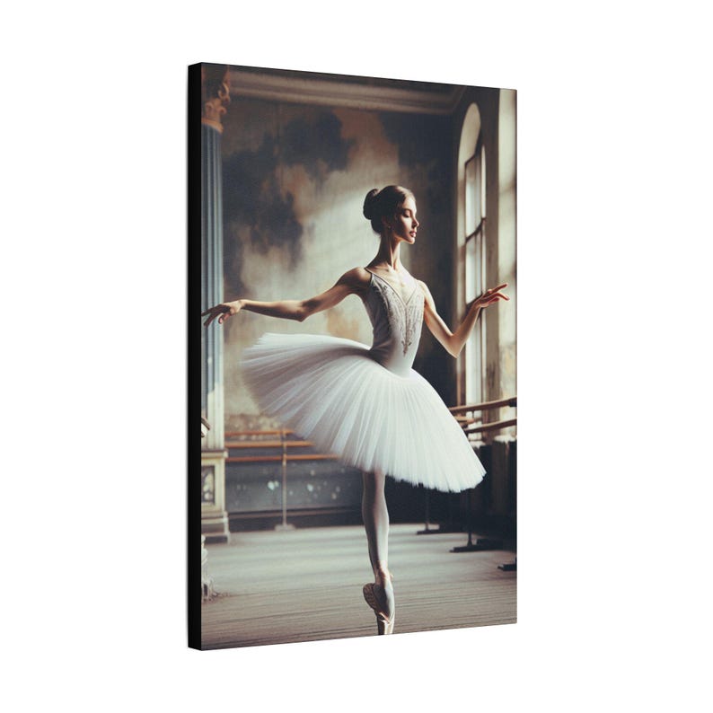 Canvas Wall Art, Ballerina Pose Design, Stretched Satin Canvas Print ...