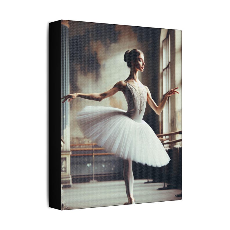 Canvas Wall Art, Ballerina Pose Design, Stretched Satin Canvas Print ...