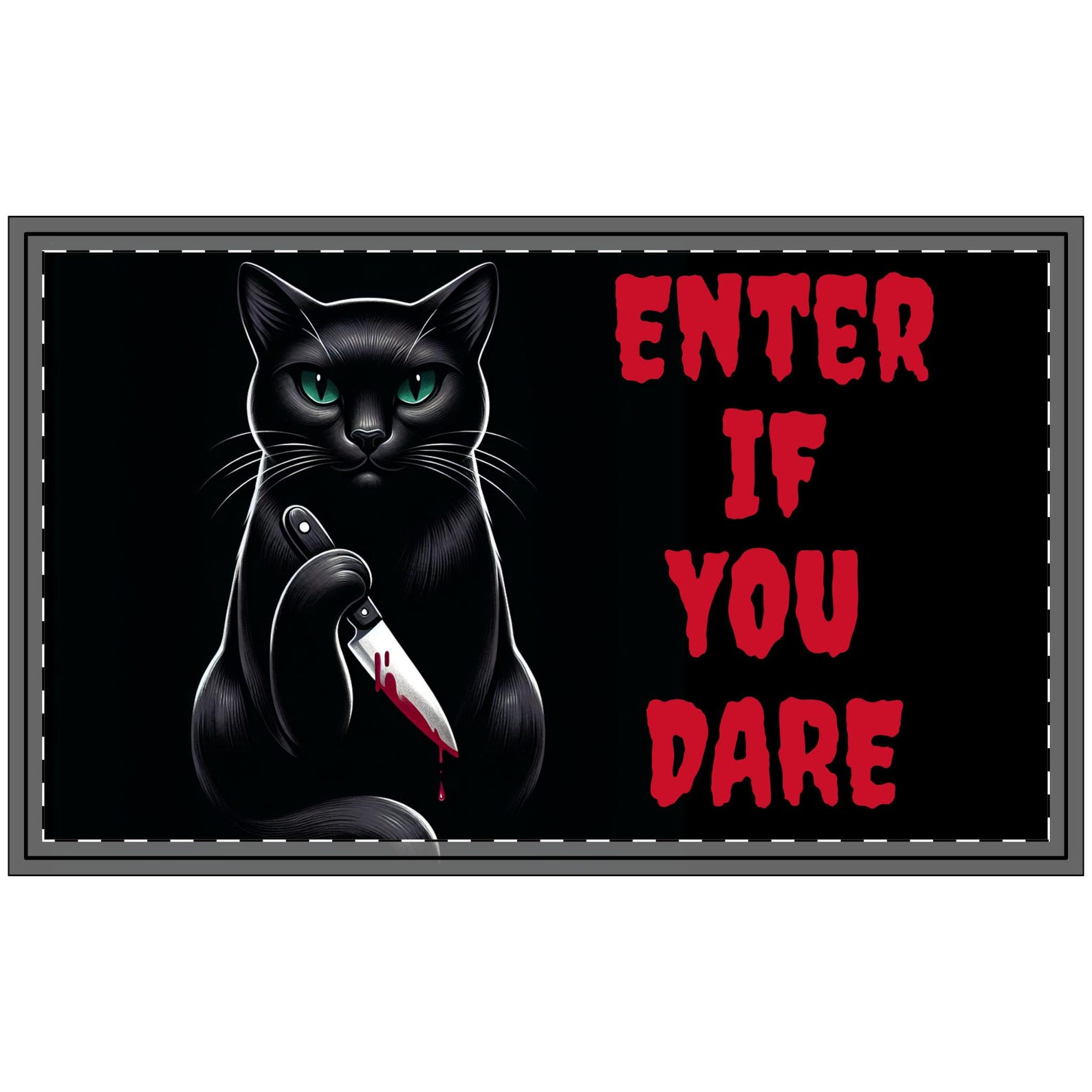 Polyester Doormat Cat With Bloody Knife Scary Halloween Welcome Mat ...