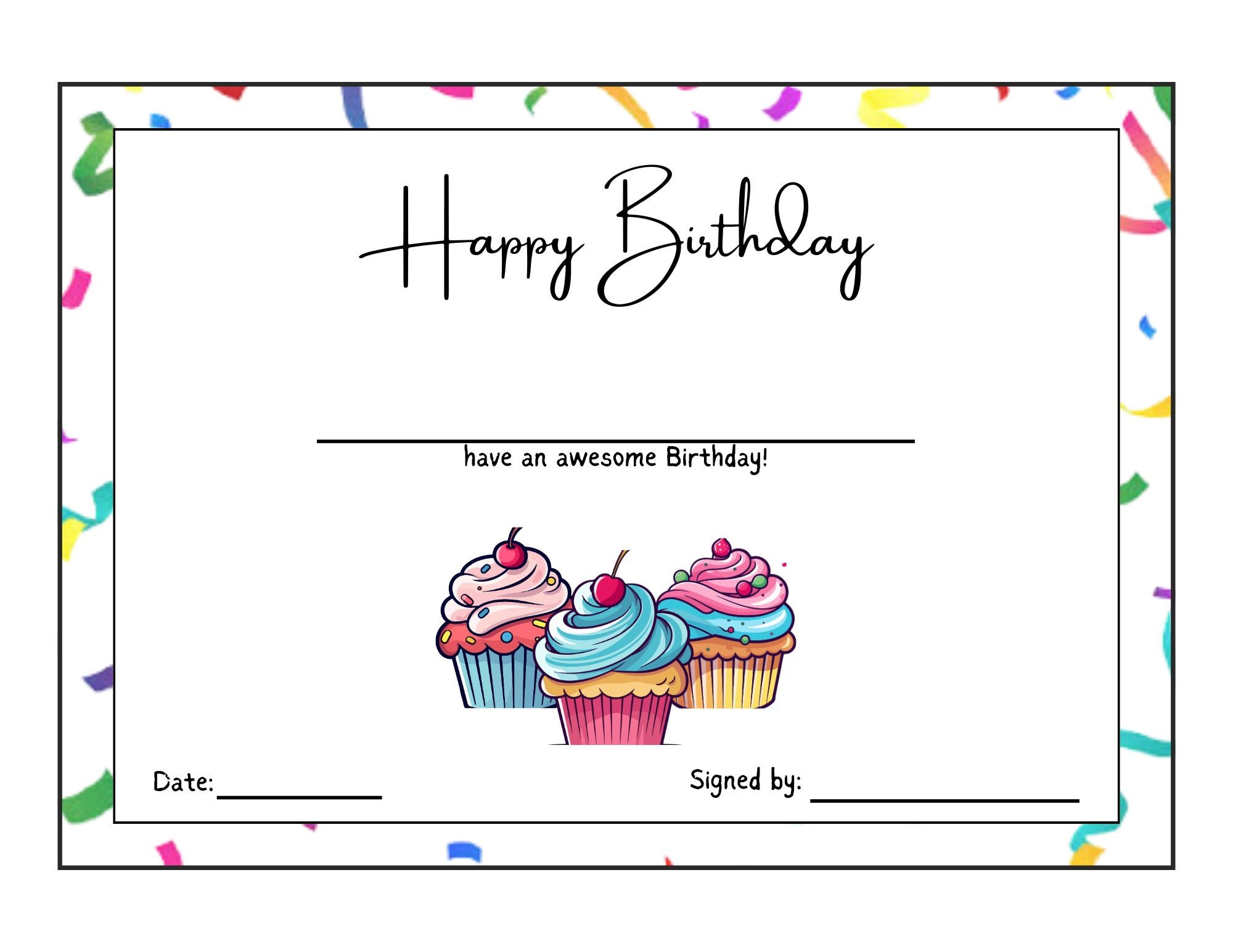 Birthday Certificate - Etsy