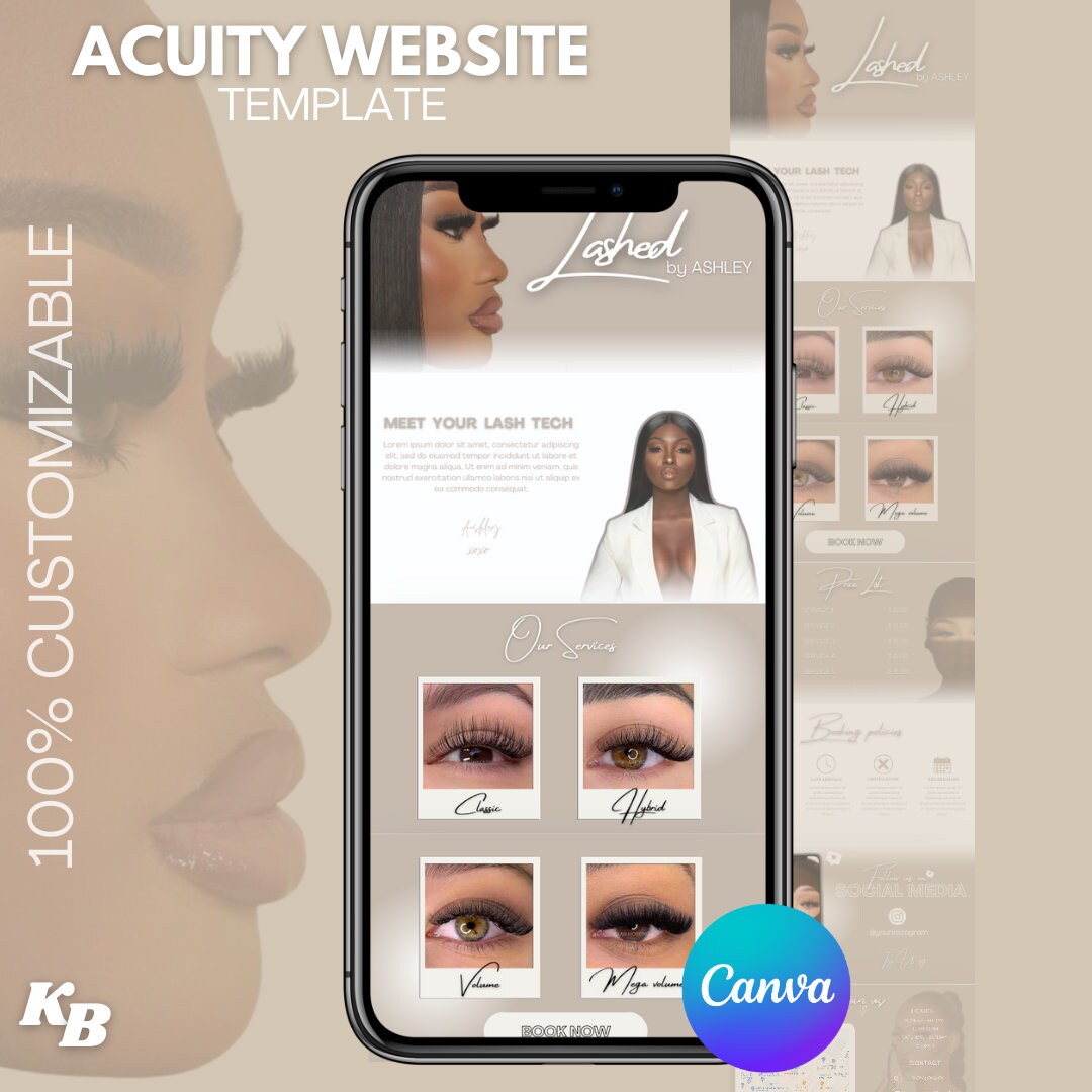 Acuity Website Template, Acuity Website, Canva Template, Lashes Acuity ...