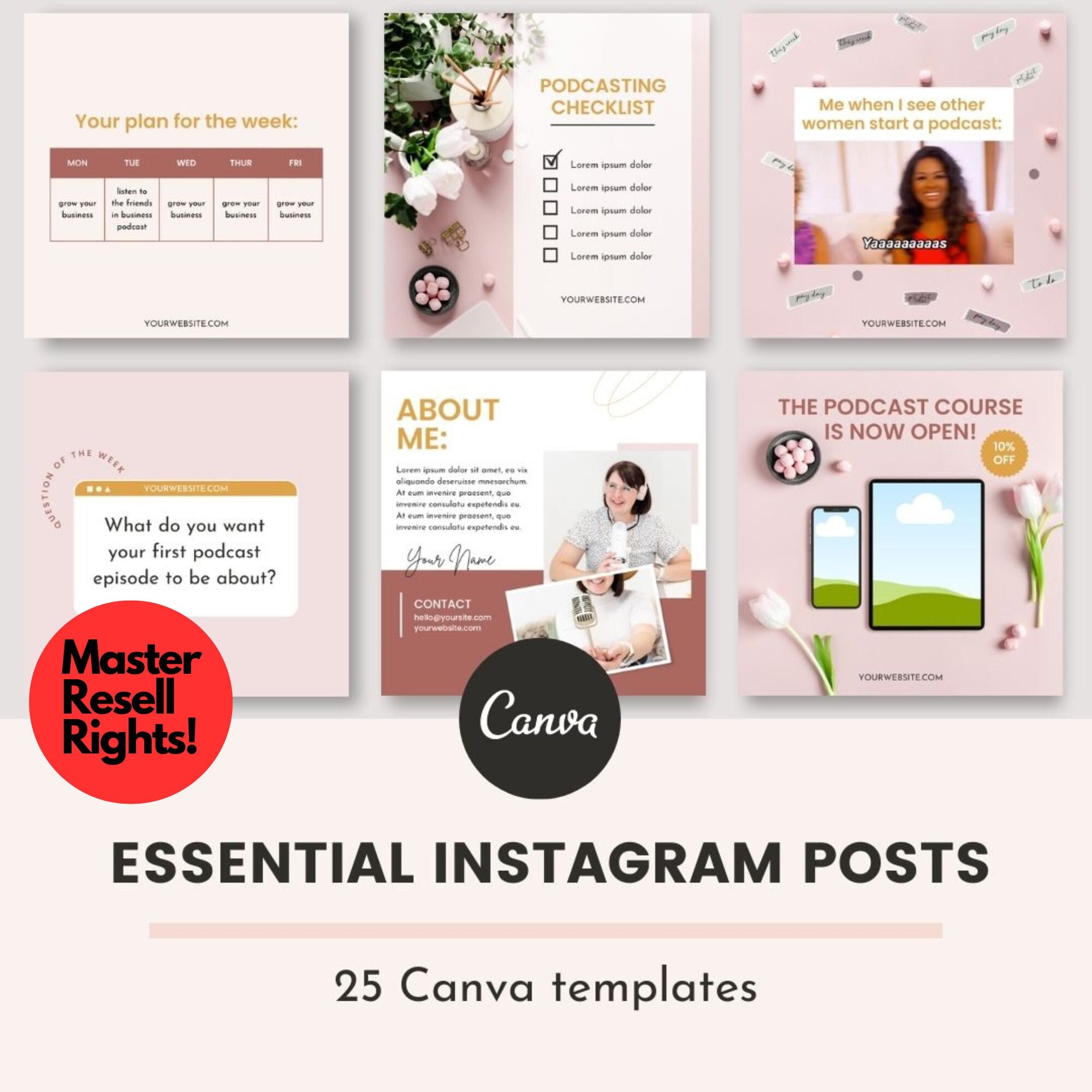 25 Essential IG Template Posts Canva Editable Digital Planner | Master ...
