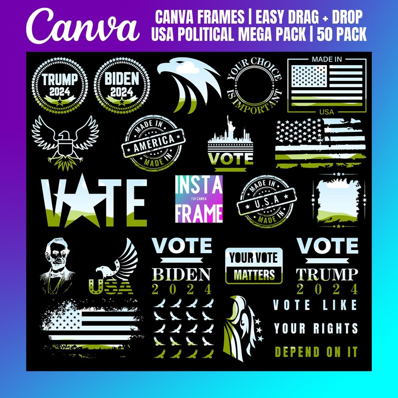 American Political Canva Frames Campaign Candidate Templates Patriotic ...