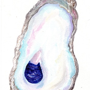 Original Oyster Shell Watercolor Painting 5 X 7 Beach House Art ...