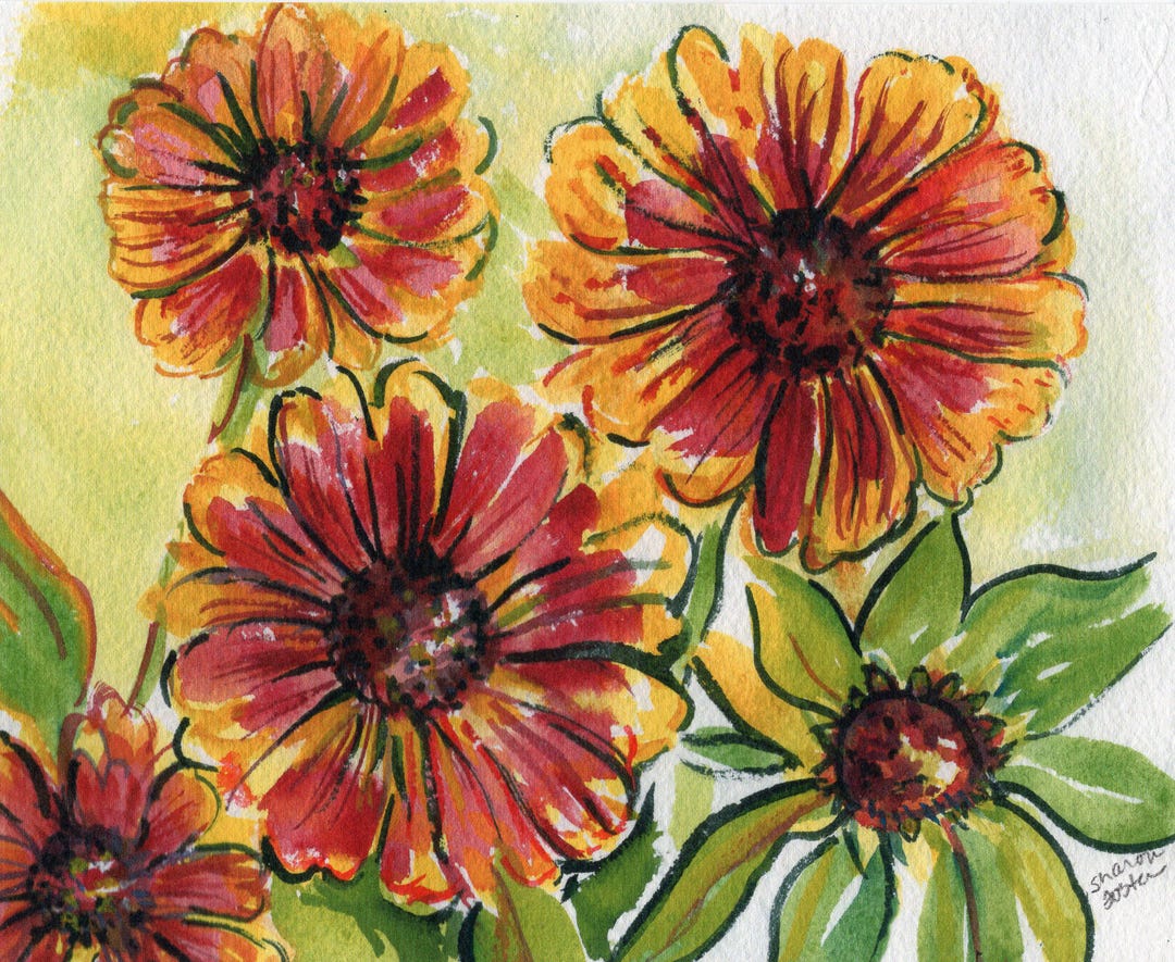 Fall Flowers Watercolor Art PRINT, 8x10 Flowers Print, Autumn Floral ...