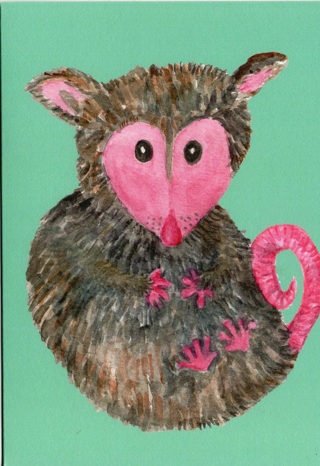 Possum Greeting Card, Print of My Original Watercolor - Etsy