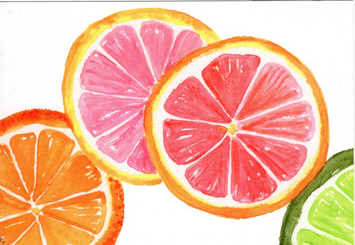 Citrus Trendy ART PRINT Watercolor Artwork Orange - Etsy