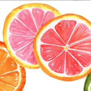 Sunny Citrus Wall Decor Watercolor Fruit Art Print With Orange ...